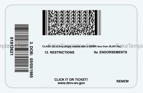 West Virginia Driver License Template PSD [Fake WV ID] 2023